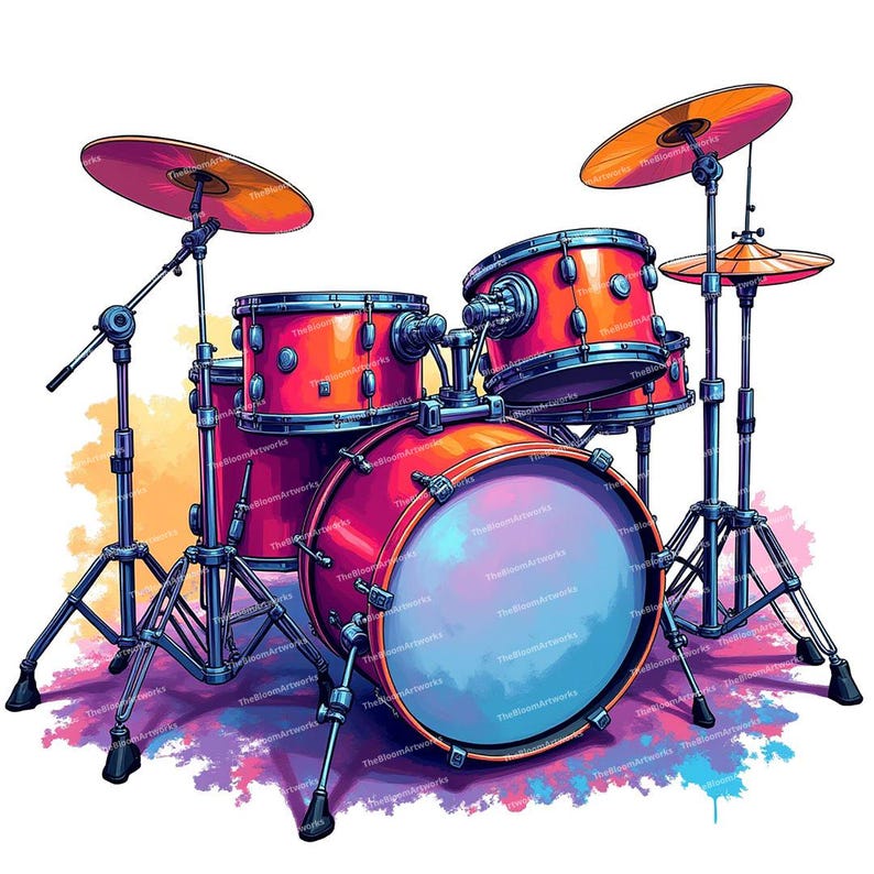 12 Drum Set Clipart, Drum Clipart, Watercolor Drums, Drums Clip Art ...