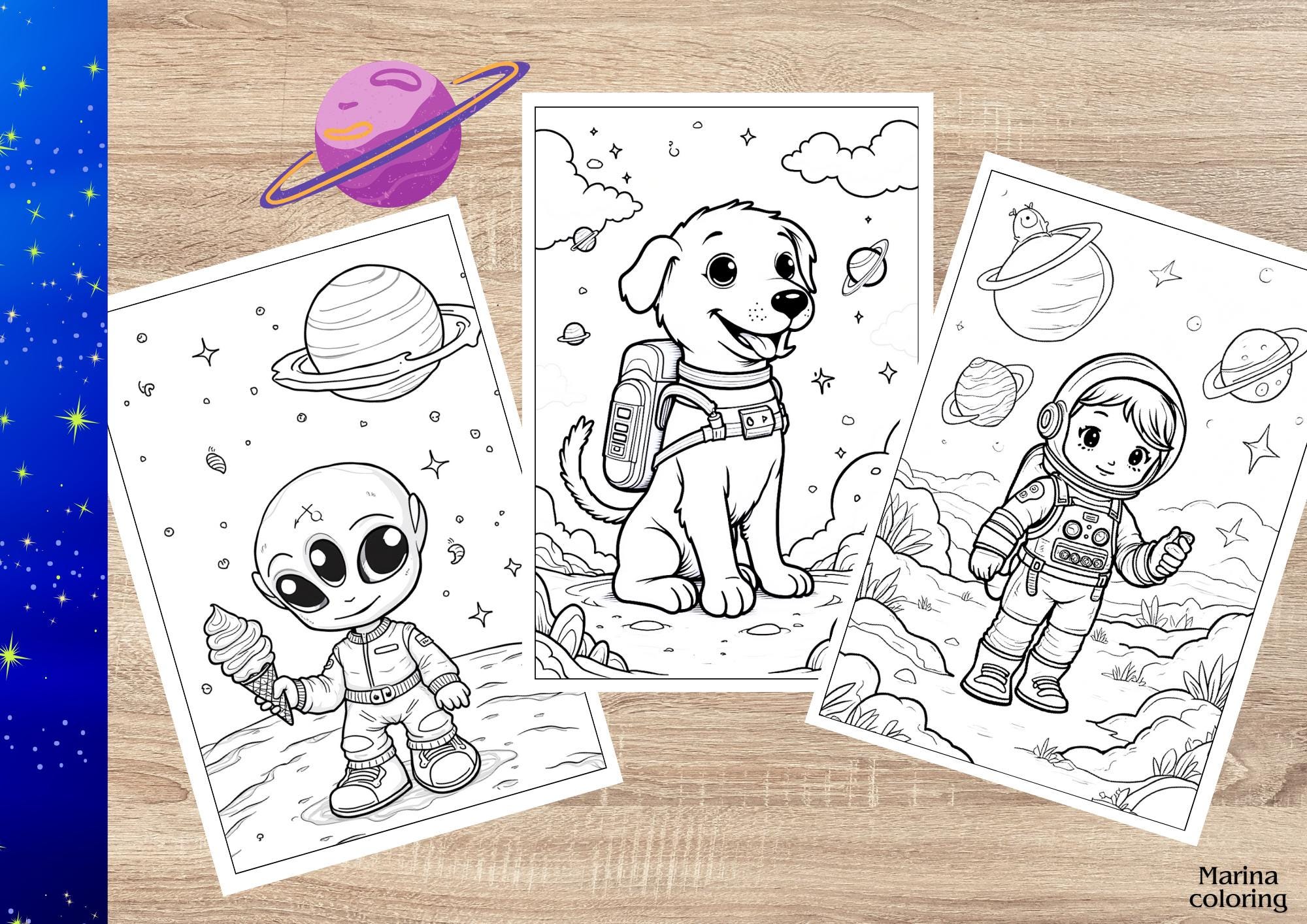 Space Adventure Coloring Pages Instant Download 12 Printable Pages 8 ...