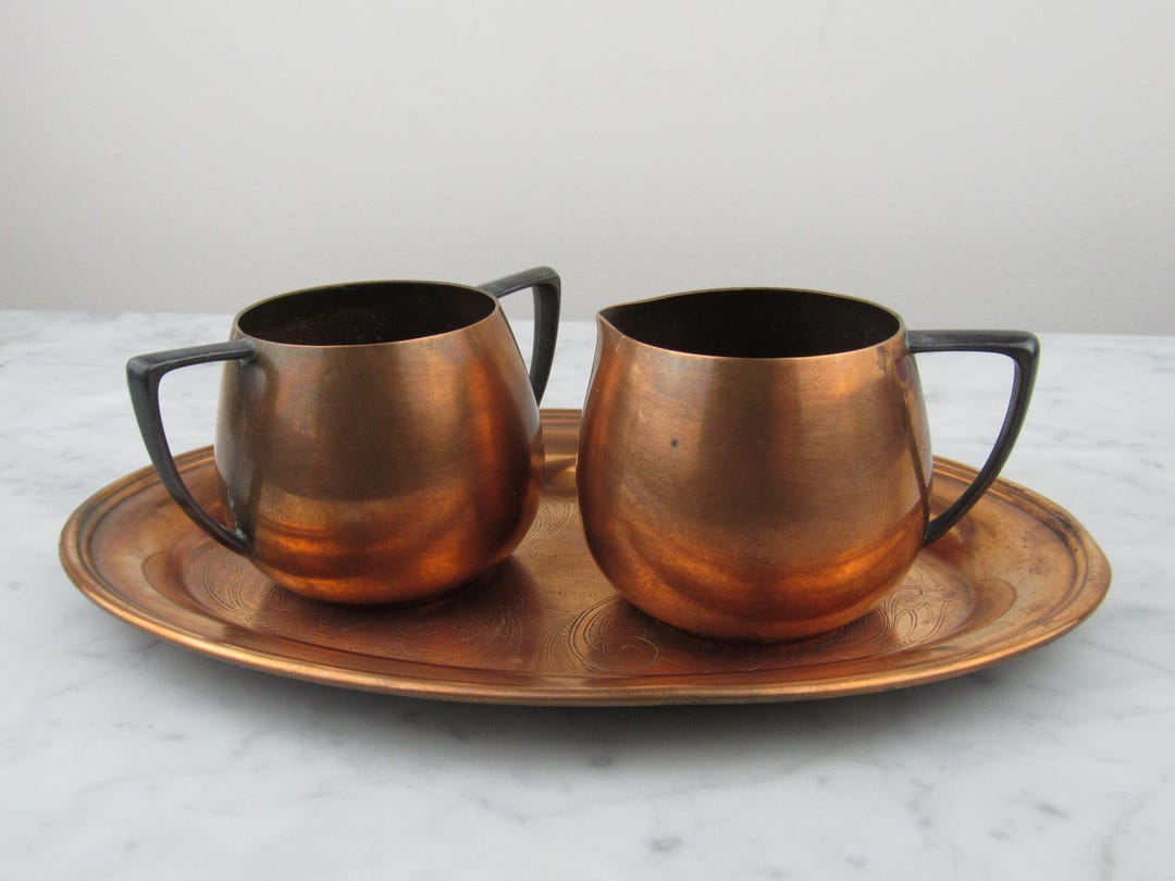 Vintage 1950s Copper Creamer, Sugar, and Tray Set - Etsy
