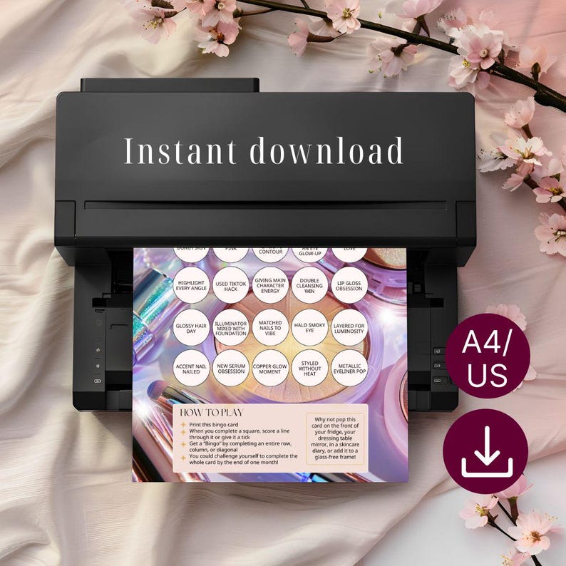 Glow-up Bingo Card | Fun Makeup Printable Game | Makeup Checklist ...