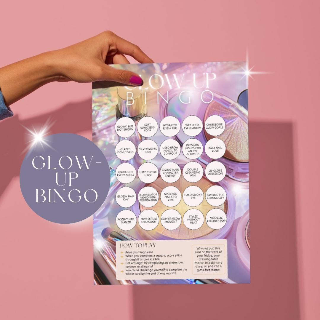 Glow-up Bingo Card | Fun Makeup Printable Game | Makeup Checklist ...