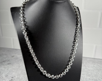 Vintage Etched Sterling Silver Link Bracelet: Handmade 950 Silver Chain ...