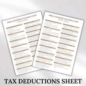 Tax Deductions Sheet, Business Tax Deductions,tax Deduction Tracker ...