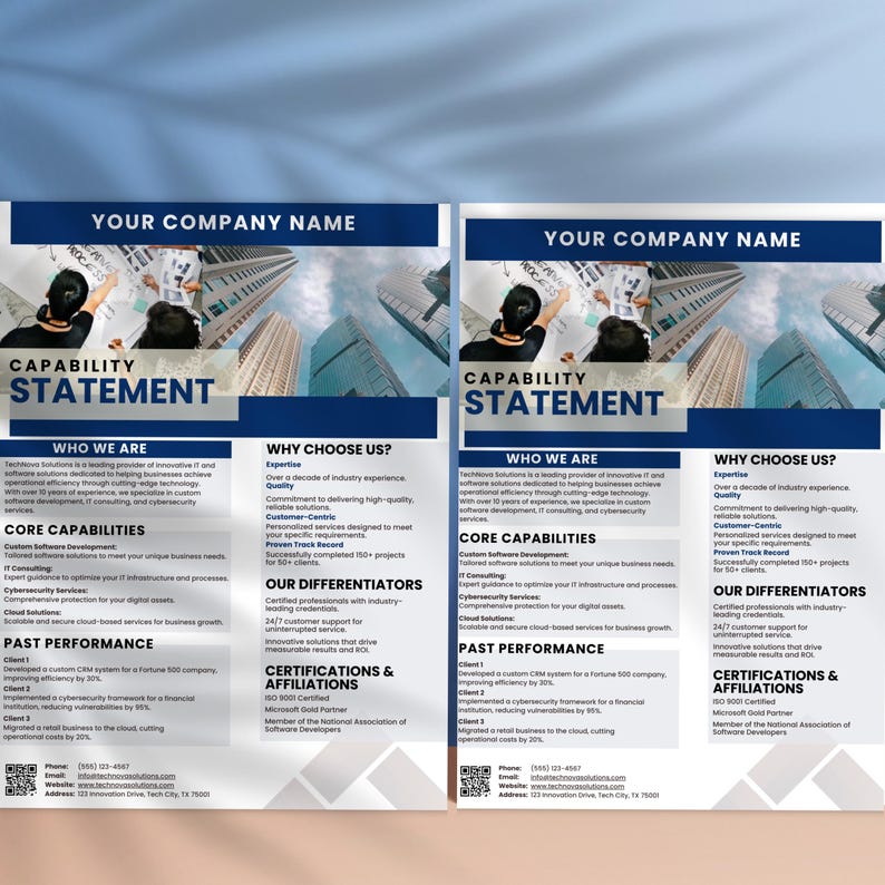 Capability Statement Template Canva, Corporate Flyer, Editable Business Capability Statement ...