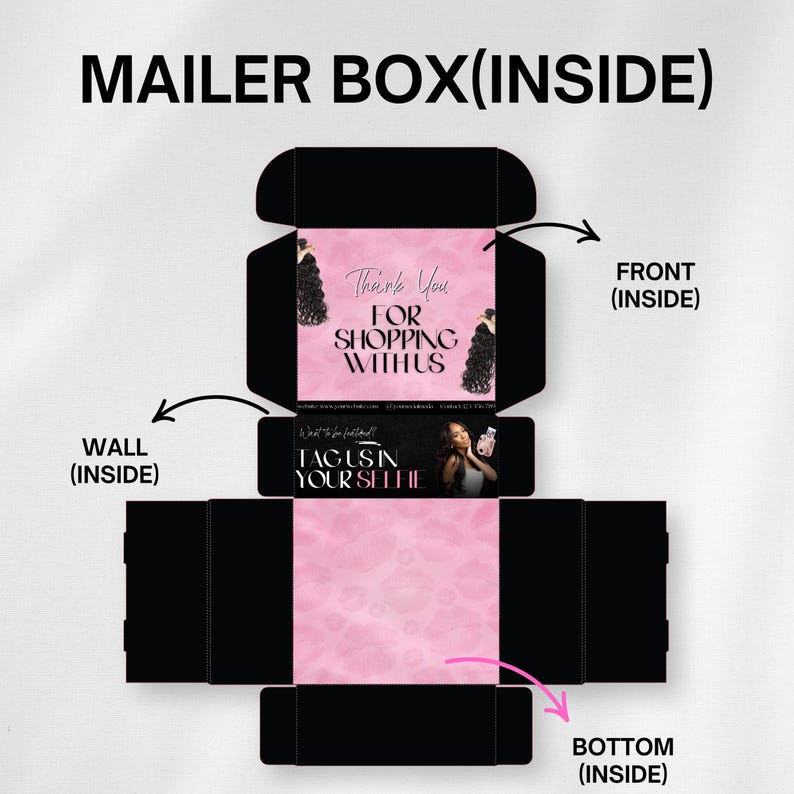 Wig Mailer Box Design: Custom Packaging, Canva Template (digital ...