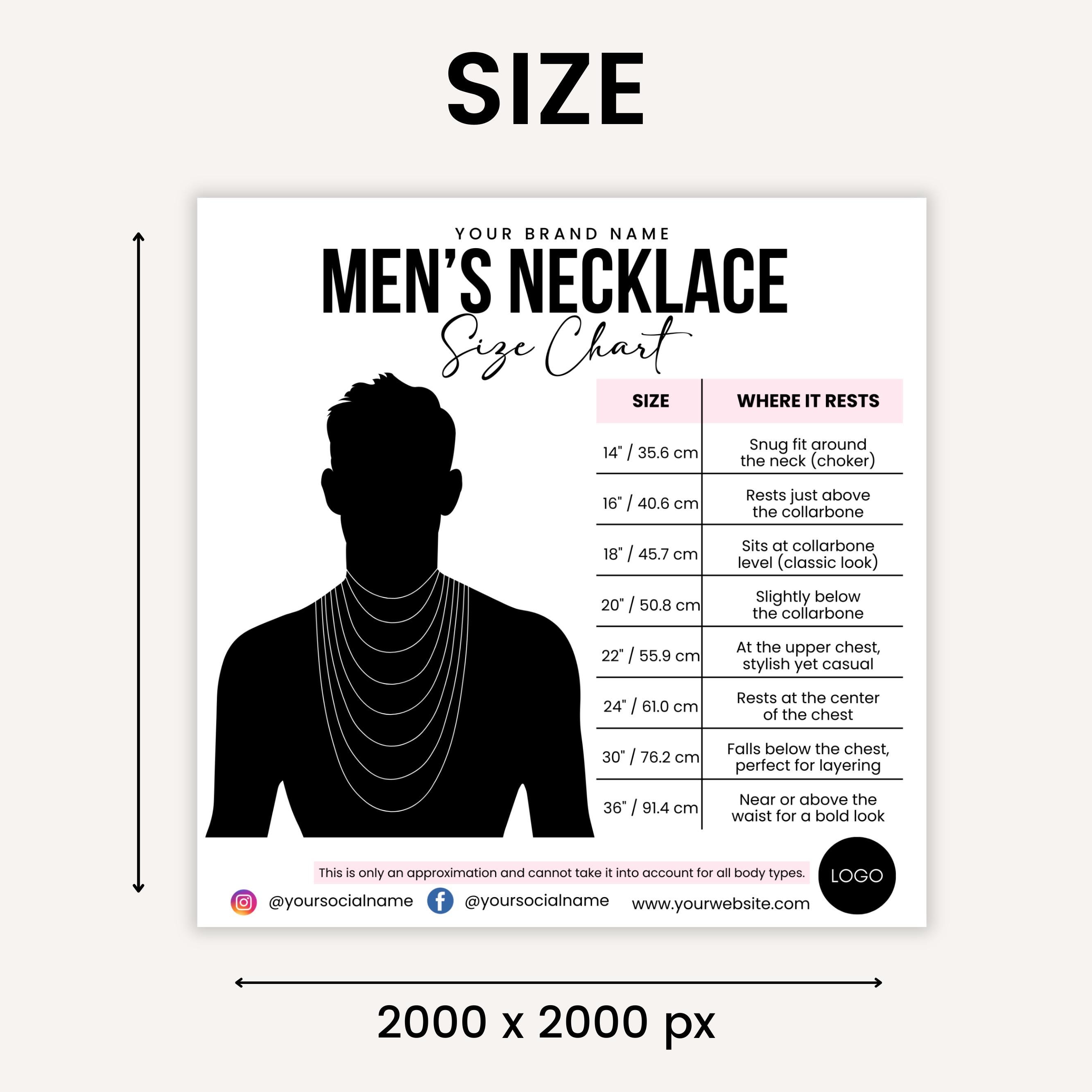 Necklace Size Chart for Male and Female, Size Chart for Necklace ...