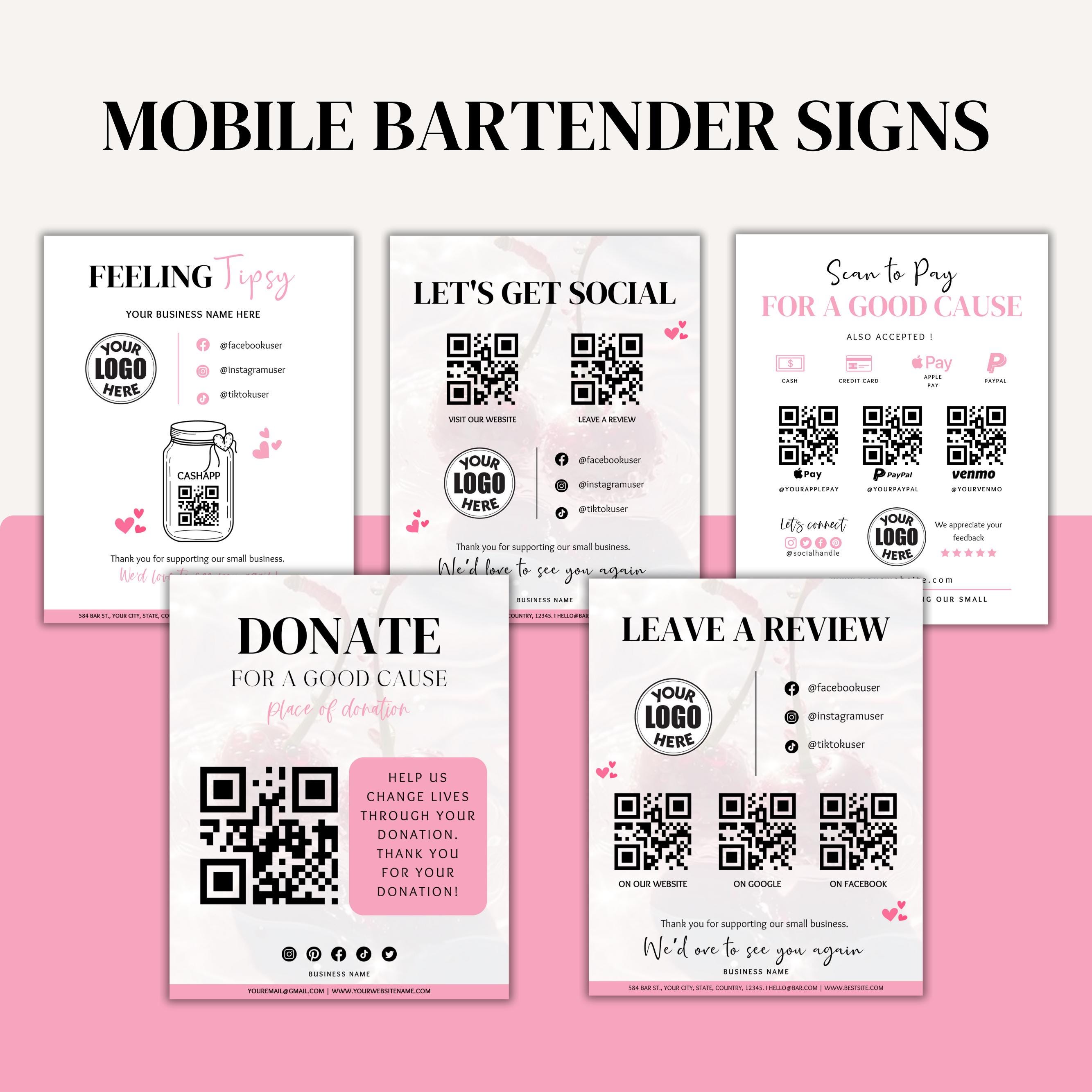 Mobile Bar Business Bundle Canva | Contract Invoice Menu Template ...