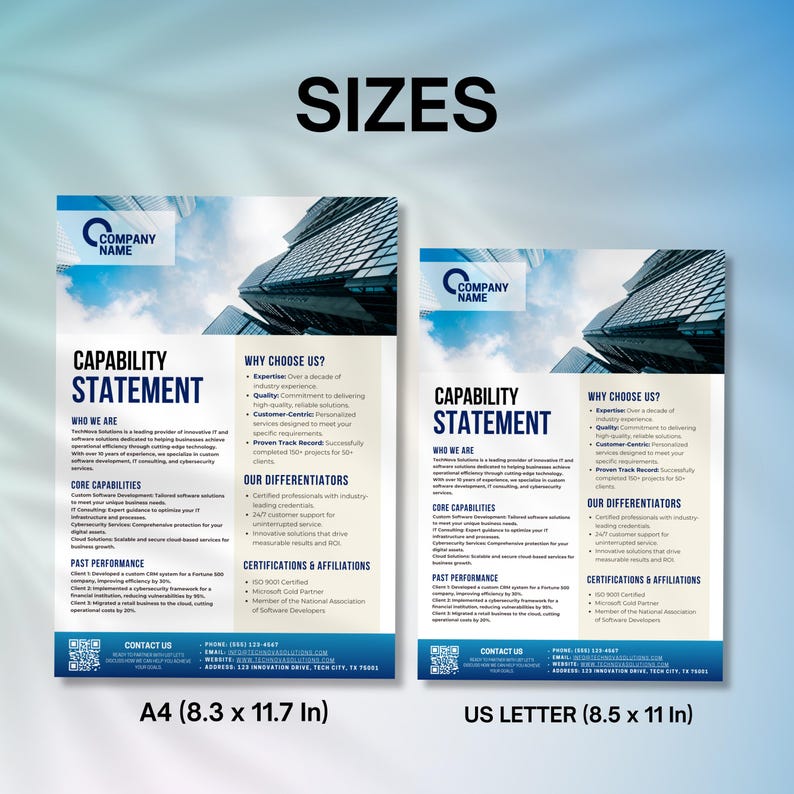 Business Capability Statement, Corporate Flyer, Editable Capability ...