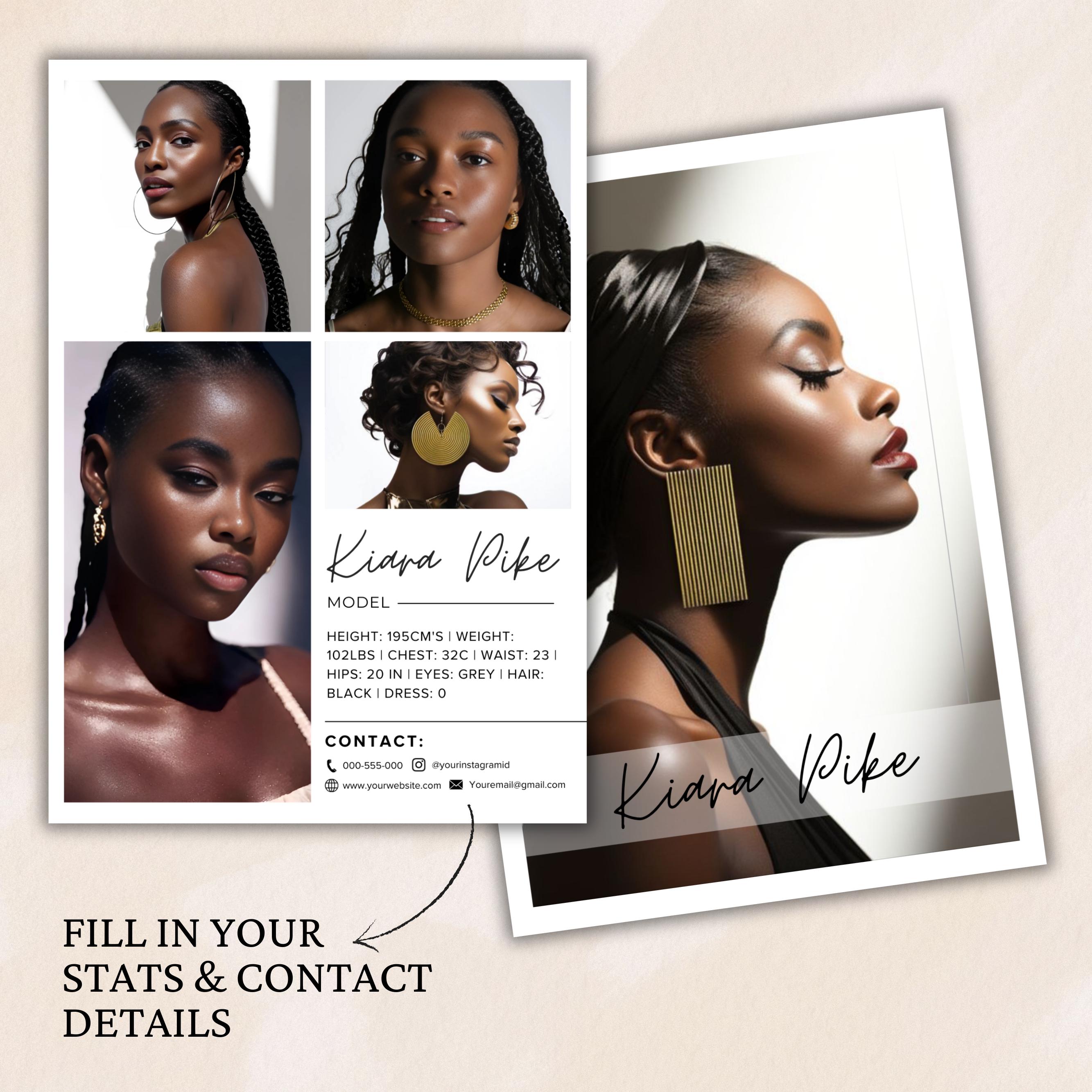 Comp Card, Model Comp Card Template, Zed Card for Models Template ...