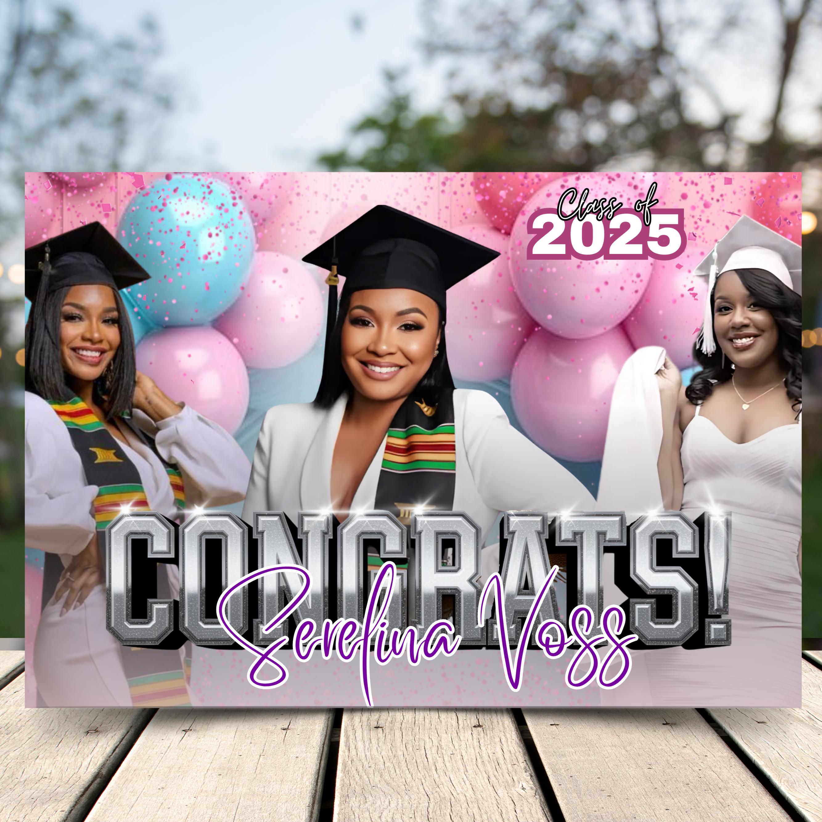 Graduation Backdrop Bundle, 4 Editable Graduate Backdrops, Canva Grad ...