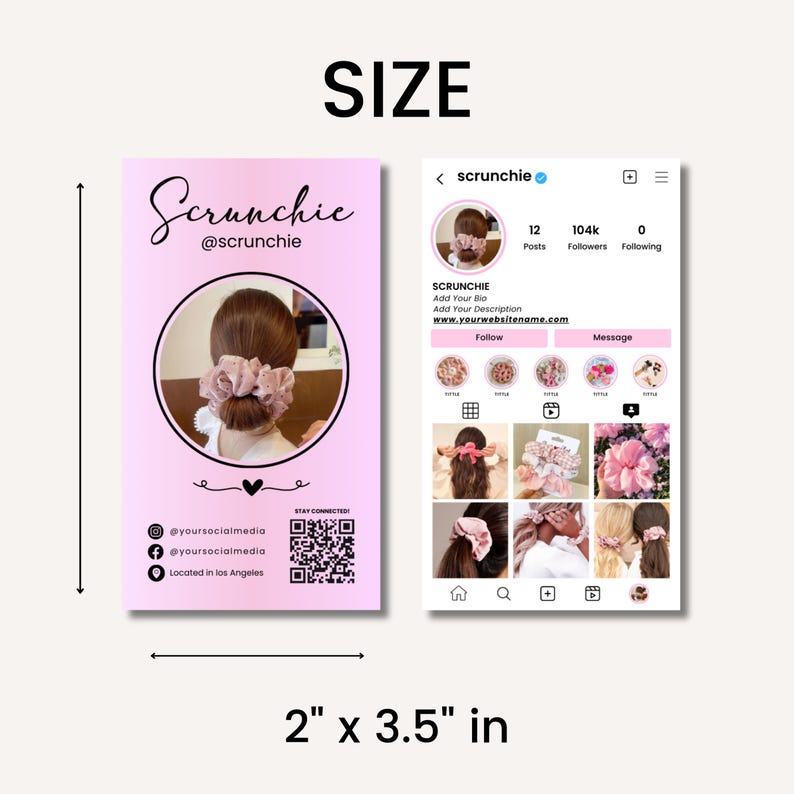 Instagram Business Card: Scrunchie Design, QR Code (canva Template) - Etsy