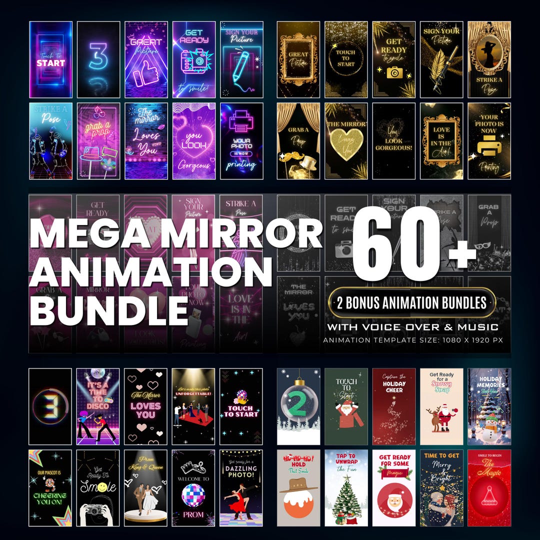 Mirror Booth Animations Mega Bundle, Photo Booth Animations, Neon ...