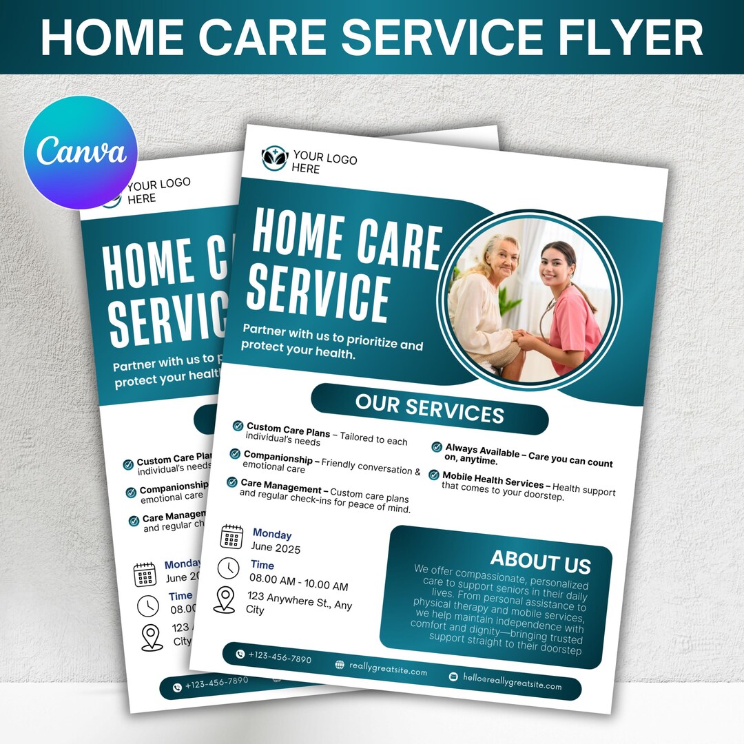 Home Care Service Flyer, Editable Home Care Flyer, Senior & Elderly ...