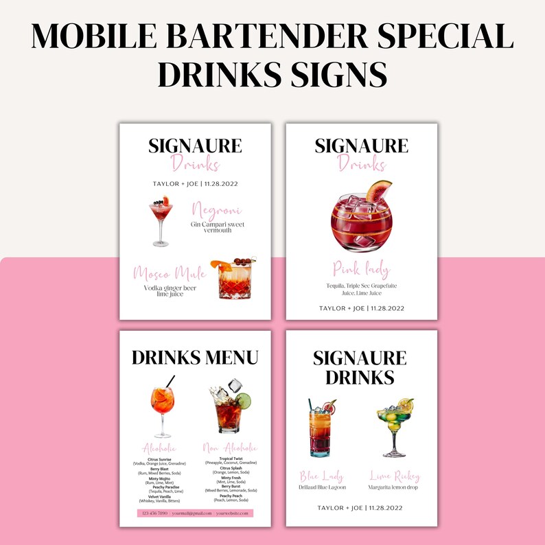 Mobile Bar Business Templates: Forms, Contracts, QR Code Signs (canva ...