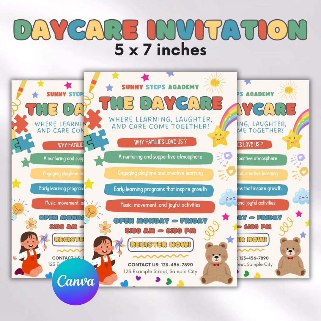 Editable Daycare Flyer Template Bundle, Babysitting Flyer Template ...
