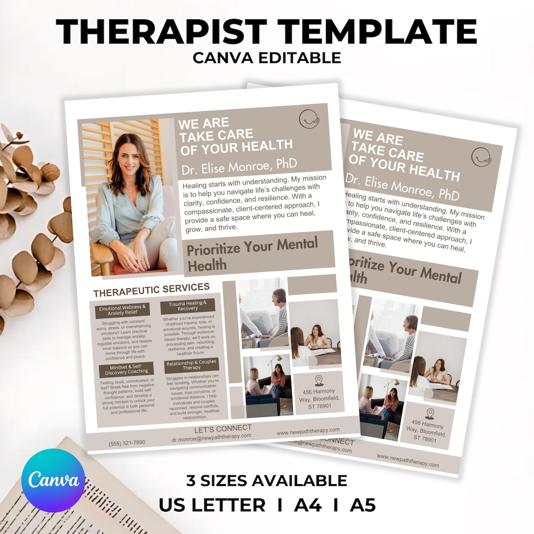 Mental Health Therapist Flyer, Counseling Psychology Therapy Flyer ...