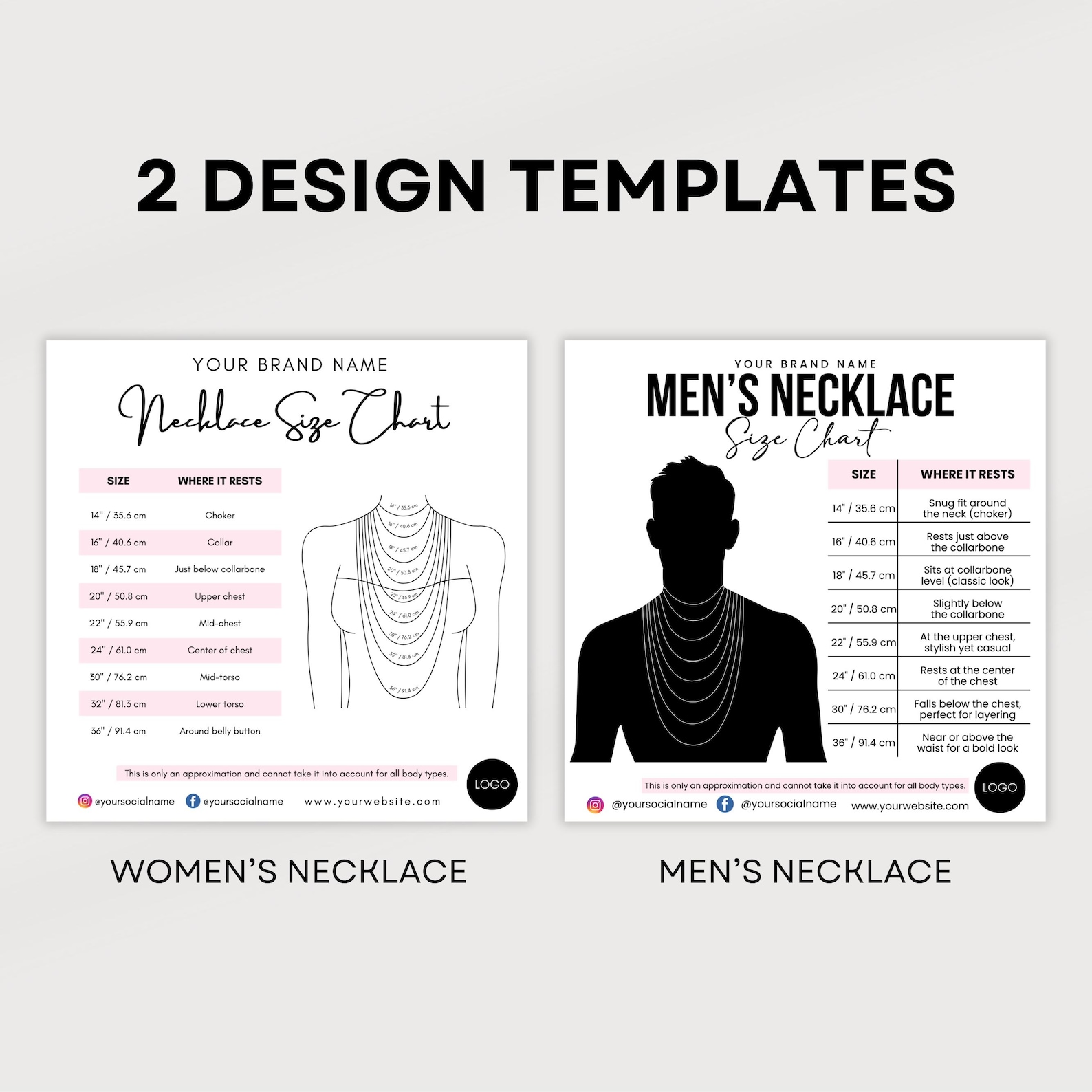 Necklace Size Chart for Male and Female, Size Chart for Necklace ...