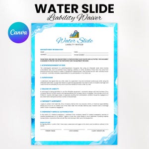 Inflatable Water Slide & Bounce House Liability Waiver, Water Slide ...