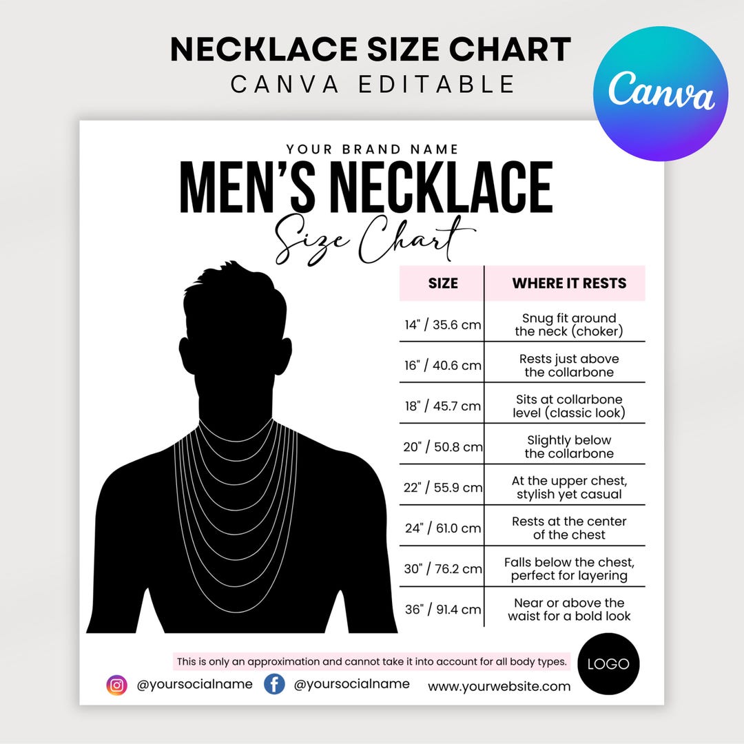 Necklace Size Chart, Size Chart for Necklace Display, Necklace Size ...
