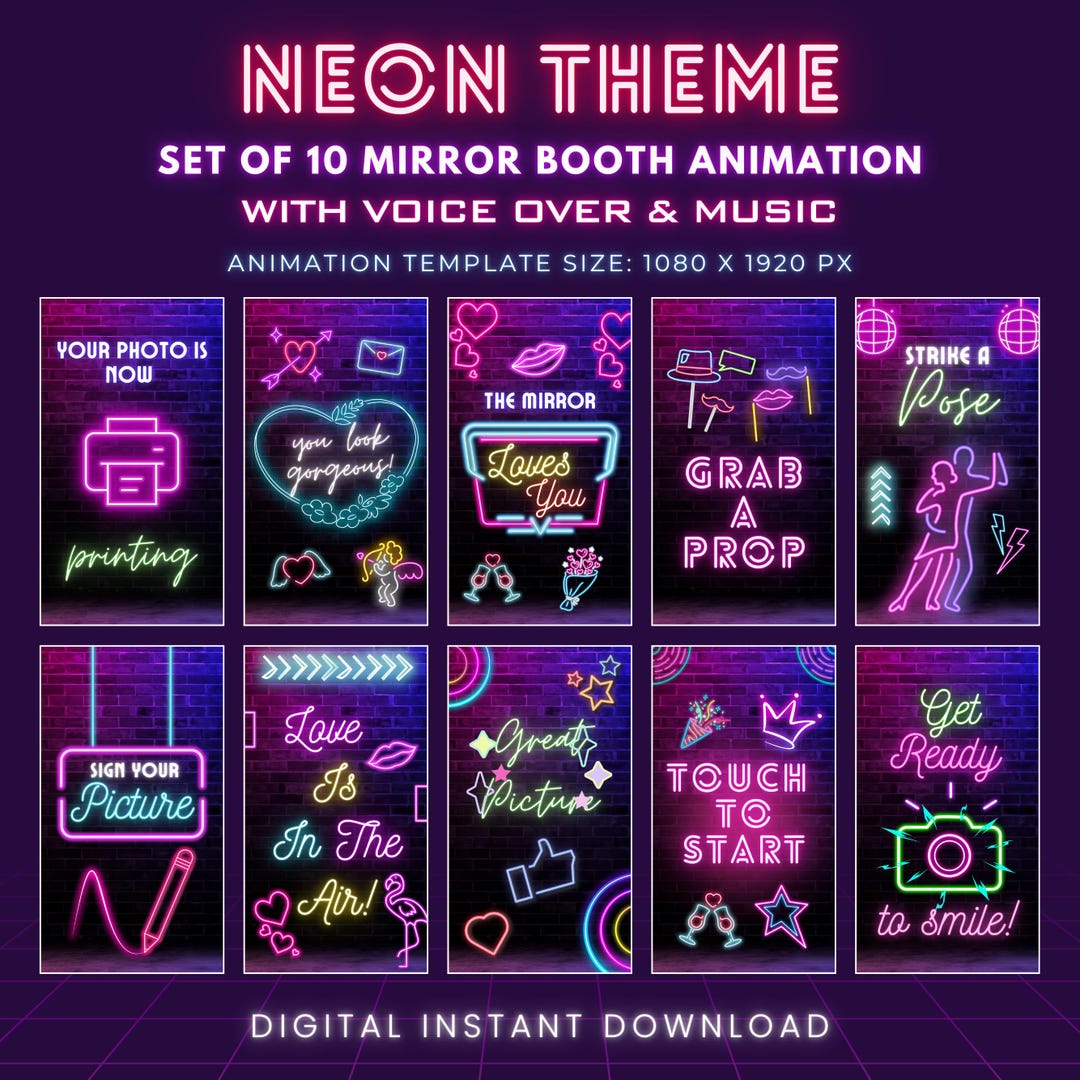 Mirror Booth Animations, Neon Purple Animations, Touch to Start ...