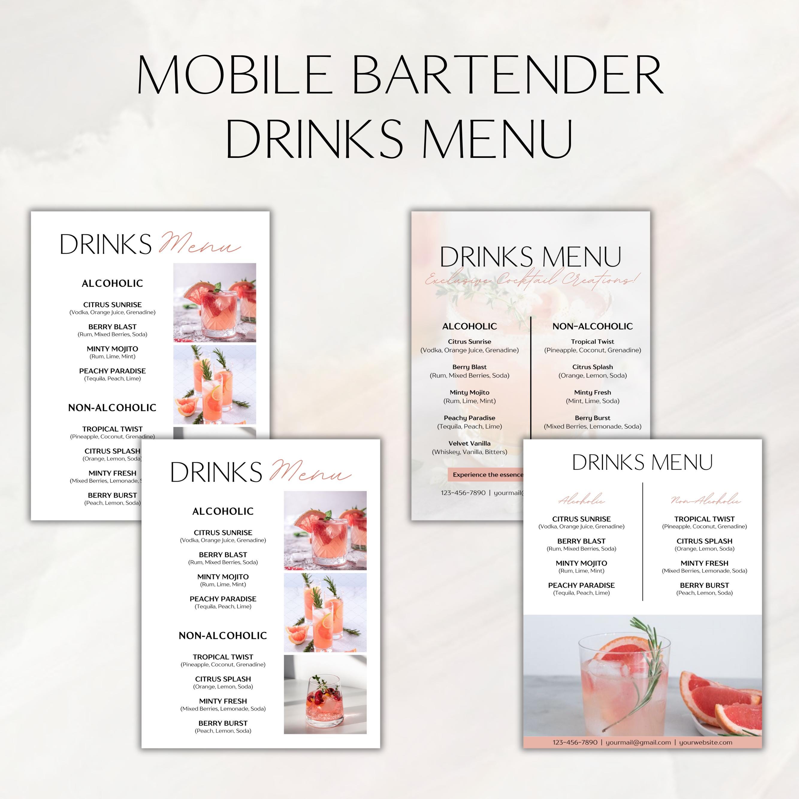 Mobile Bartender Bundle, Mobile Bar Contract, Bartender Contract ...