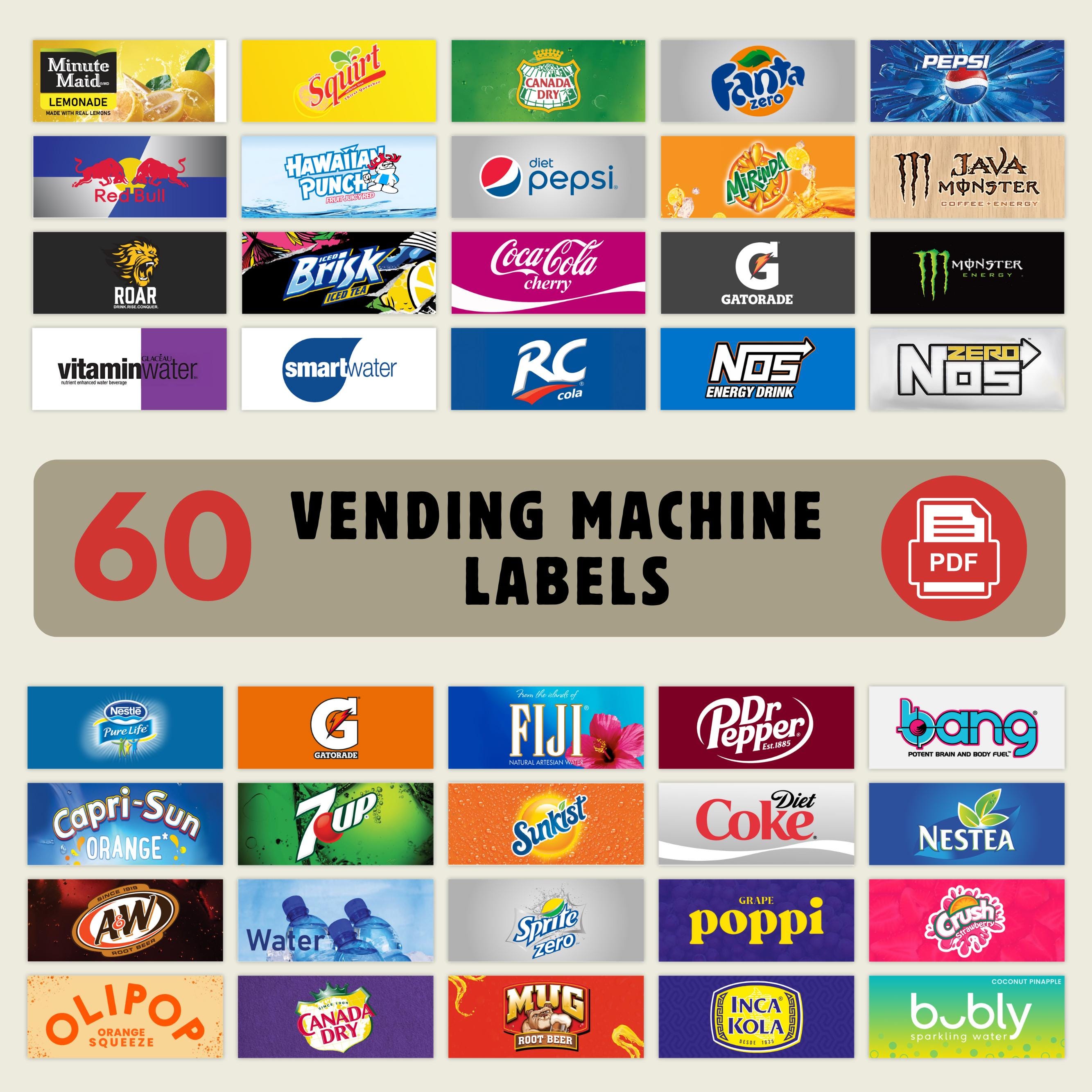 60 Vending Machine Label, High Quality Labels, Sparkling Water and Soda ...