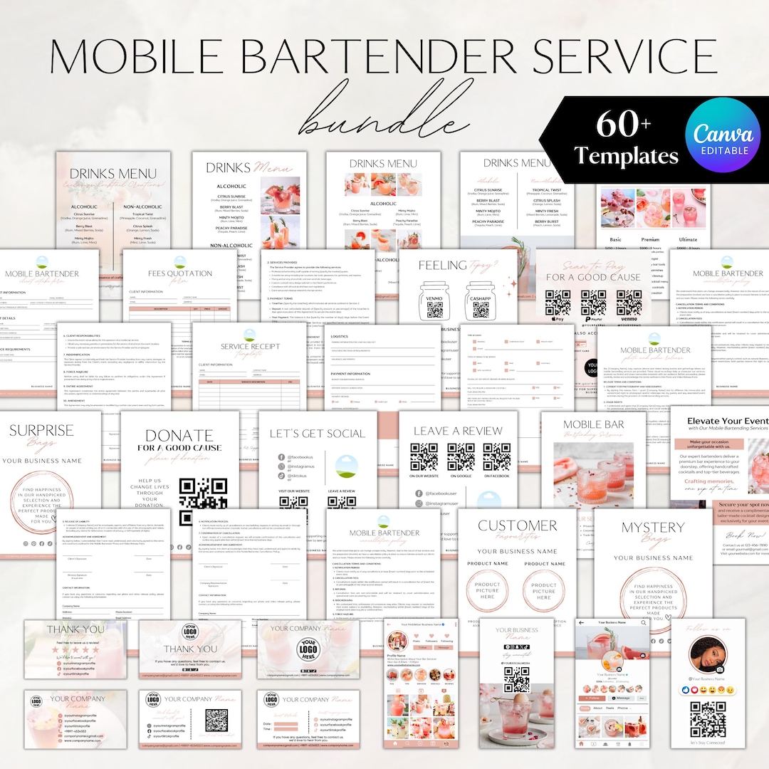 Mobile Bartender Bundle, Mobile Bar Contract, Bartender Contract ...