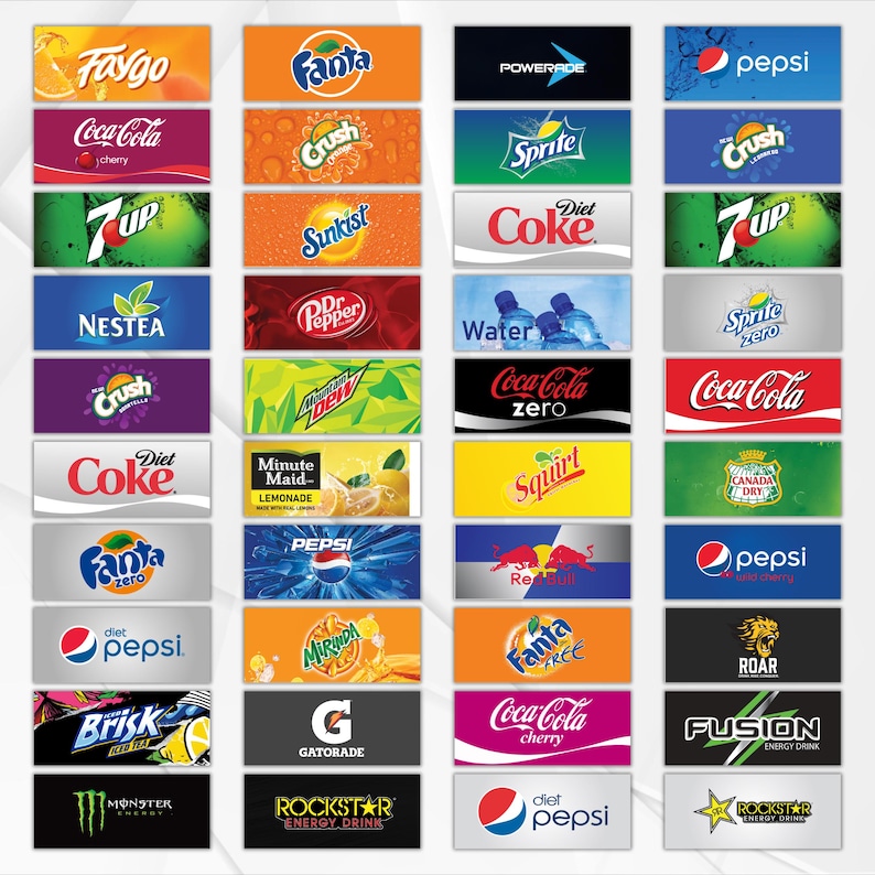 Vending Machine Labels Printable | 3.25x1.375 Flavor Strips ...