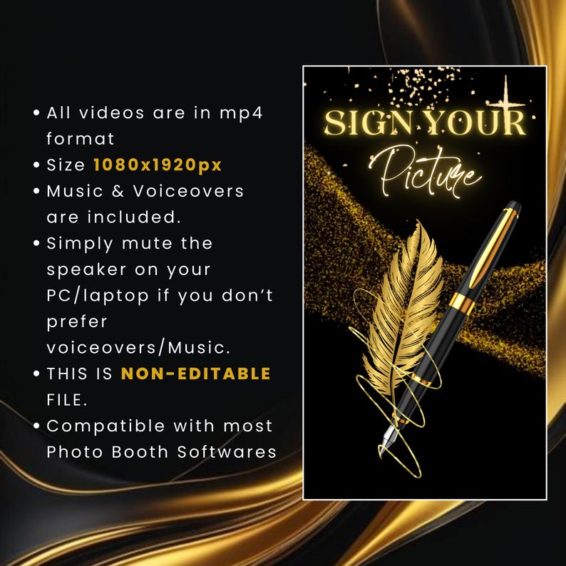 Mirror Booth Animations, Black & Gold Animations, Touch to Start Mirror ...