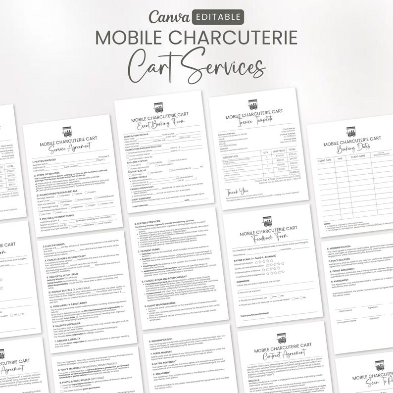 Editable Charcuterie Cart Business Bundle, Mobile Charcuterie Cart ...