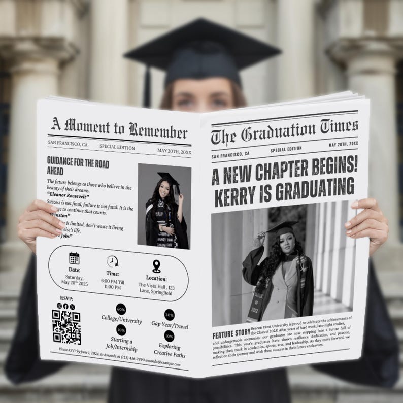 Graduation Newspaper Template, Photo 2025 Grad Newspaper Template,large ...