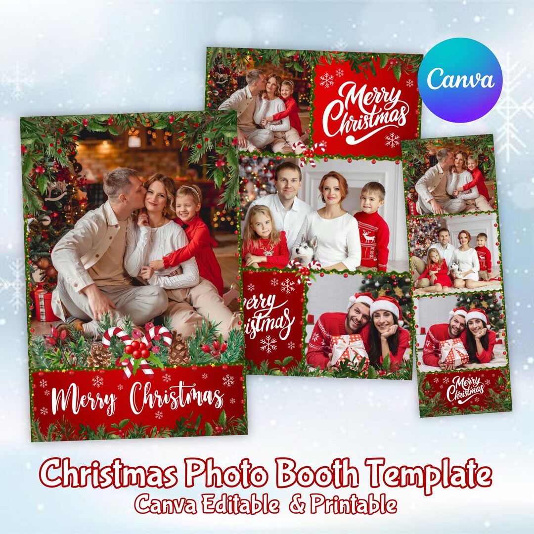 Christmas Photo Booth Template, Photobooth Xmas New Year Party Frame ...