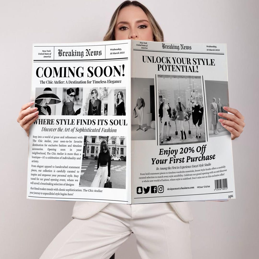 Canva Business Newspaper Template, Large Newspaper Announcement, New ...
