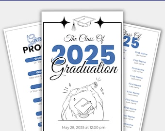 2025 Graduation Program Template, Editable 2025 Ceremony Card, Class of ...