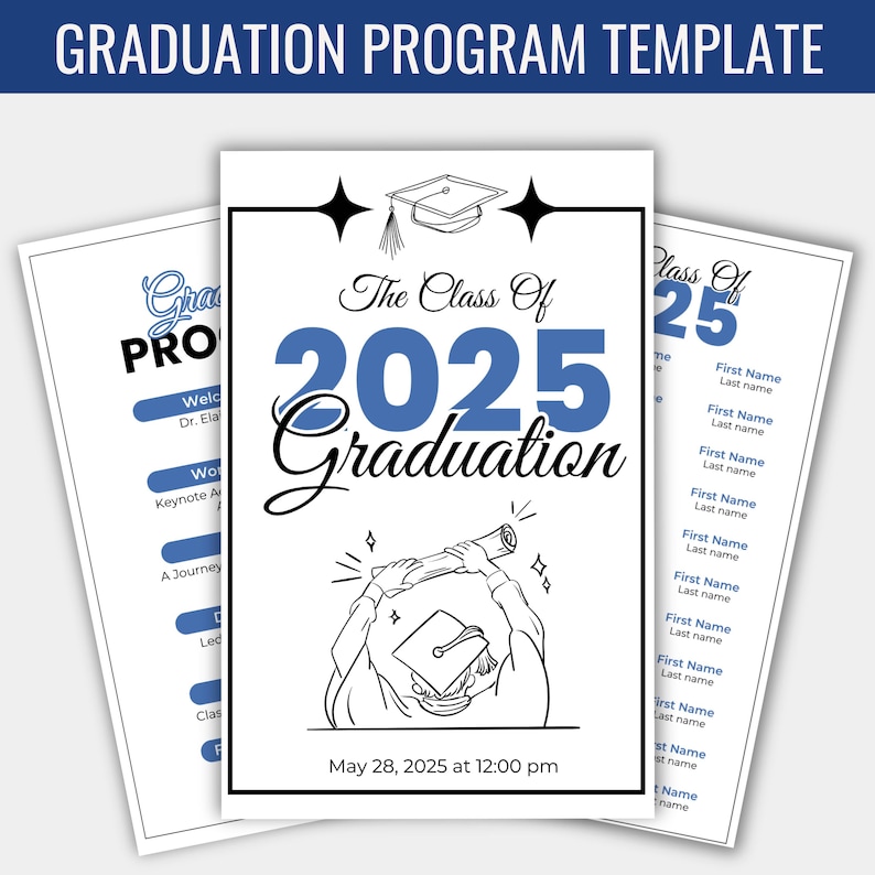 2025 Graduation Program Template, Editable 2025 Ceremony Card, Class of ...