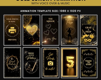 Mirror Booth Animations, Black & Gold Animations, Touch to Start Mirror ...
