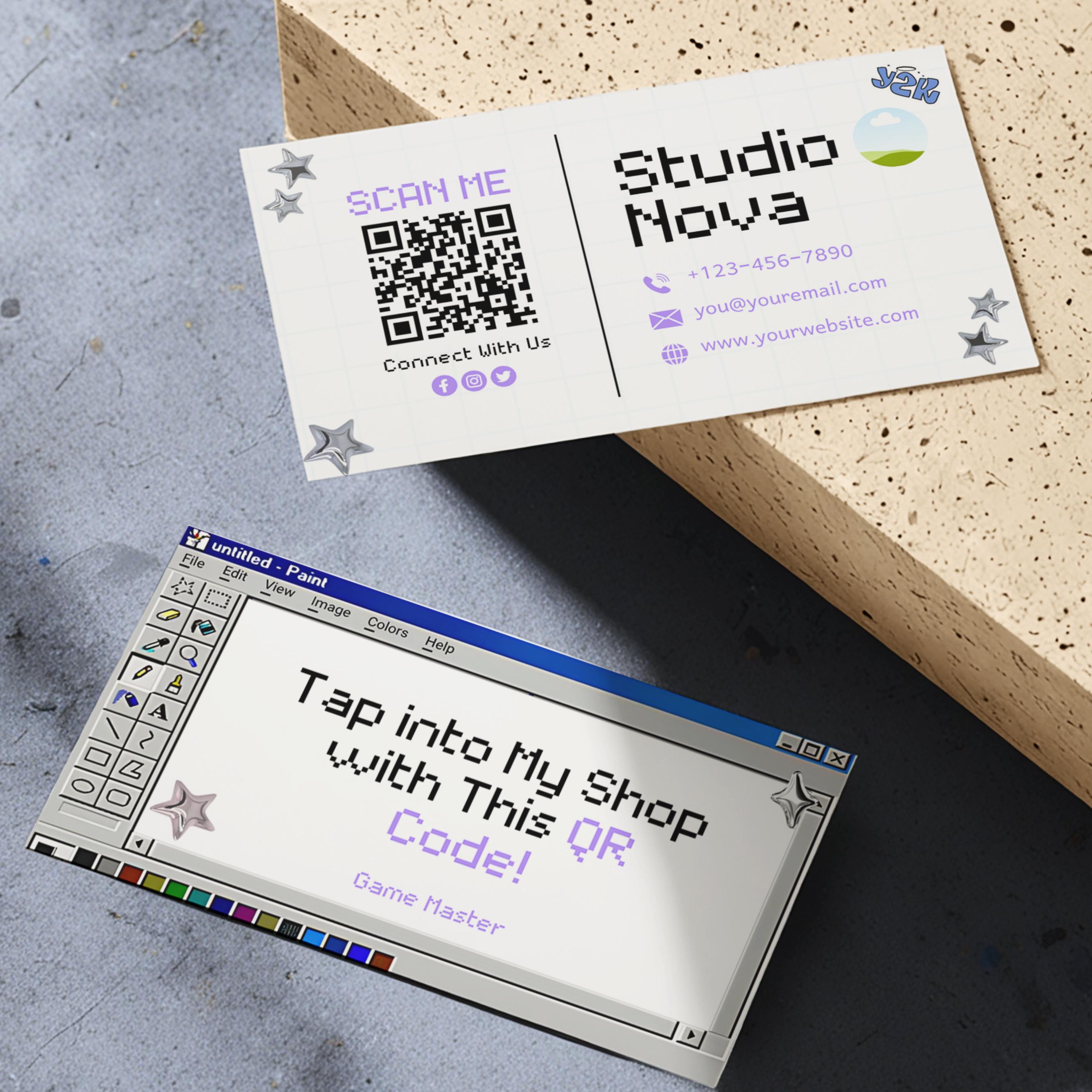 Editable Y2k Themed Business Card, Mobile Phone Business Card Template ...