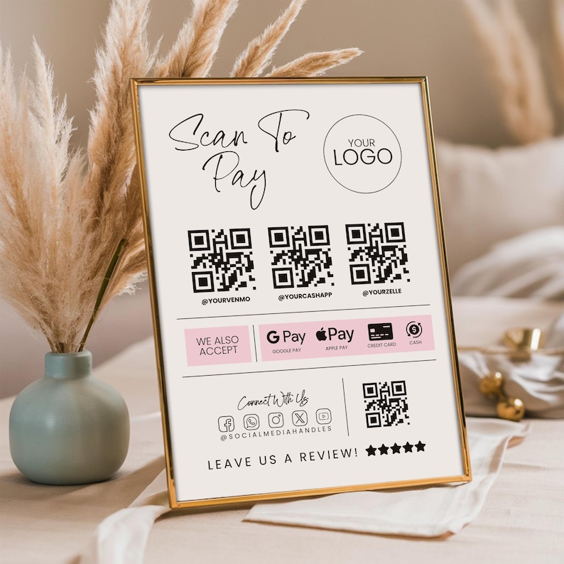 Scan to Pay Sign Template: Small Business Payment Sign (canva Editable ...