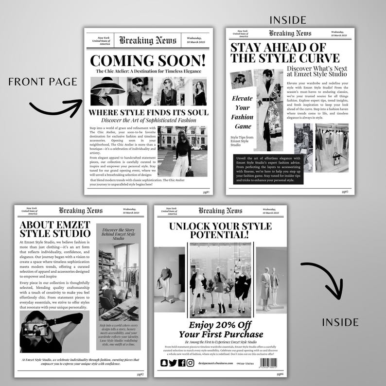 Canva Business Newspaper Template, Large Newspaper Announcement, New ...