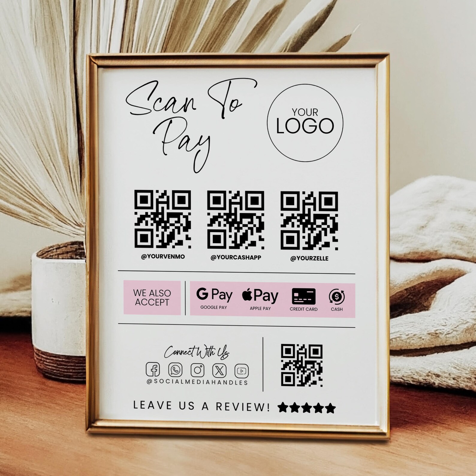 Scan to Pay Sign Template: Small Business Payment Sign (canva Editable ...