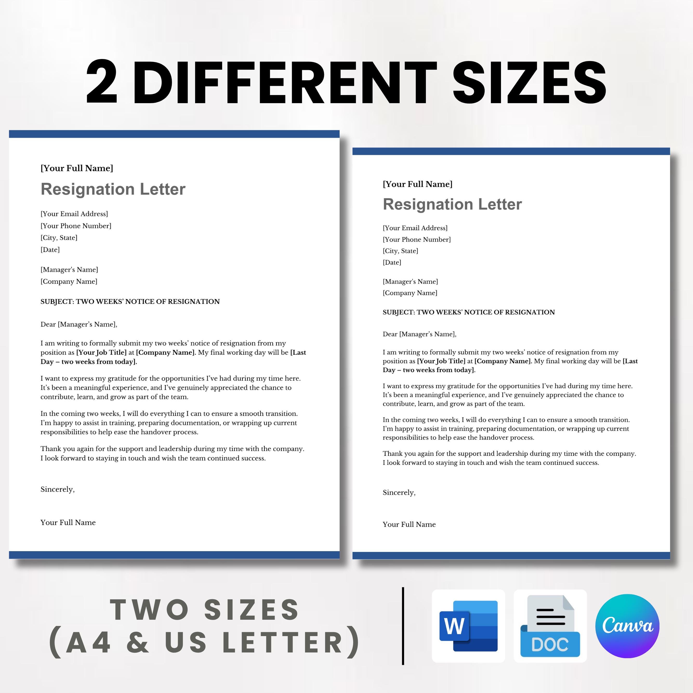 2 Weeks Notice Letter, Two Weeks Notice Letter, Professional Notice ...