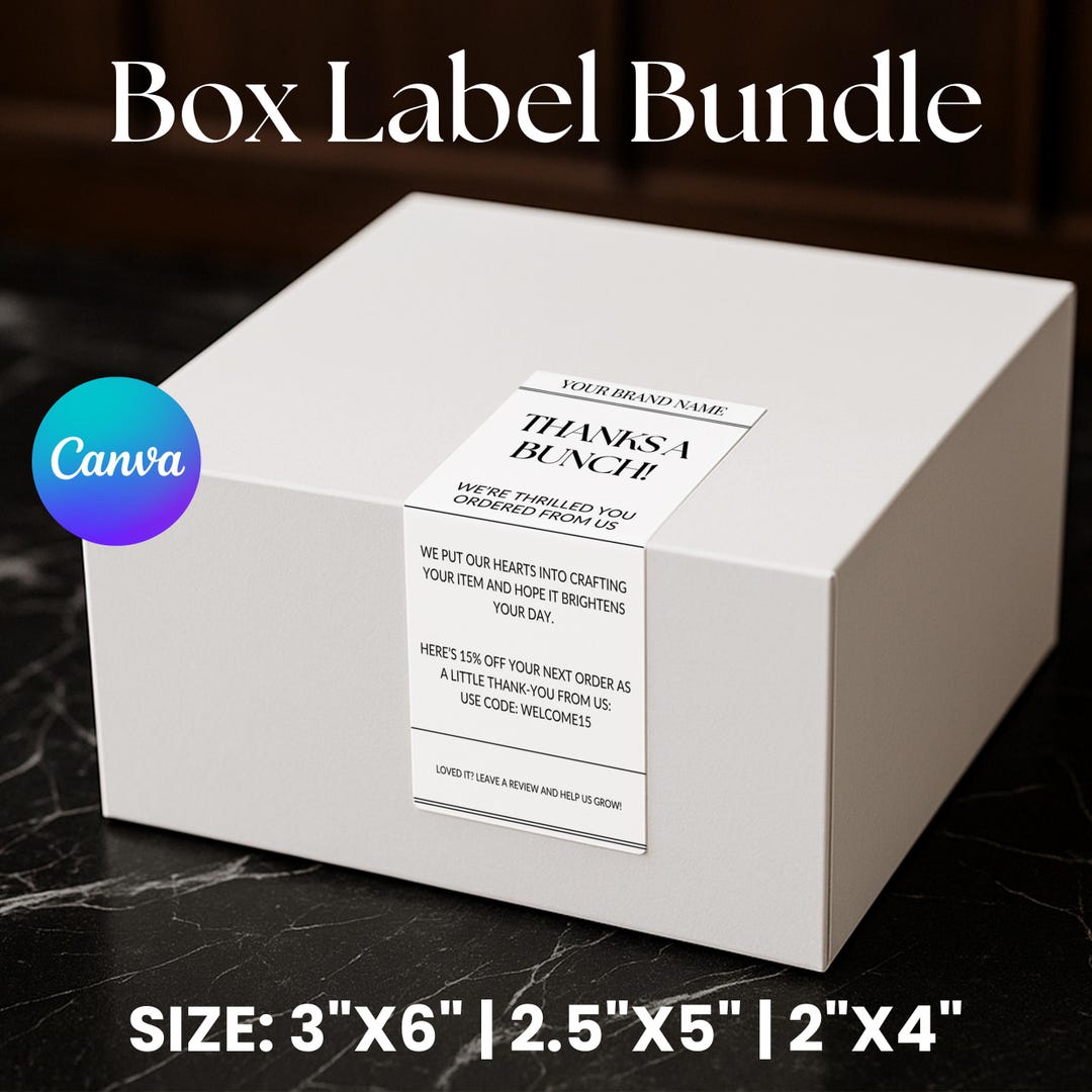 Editable Box Label Bundle, Modern Box Stickers for Small Business ...