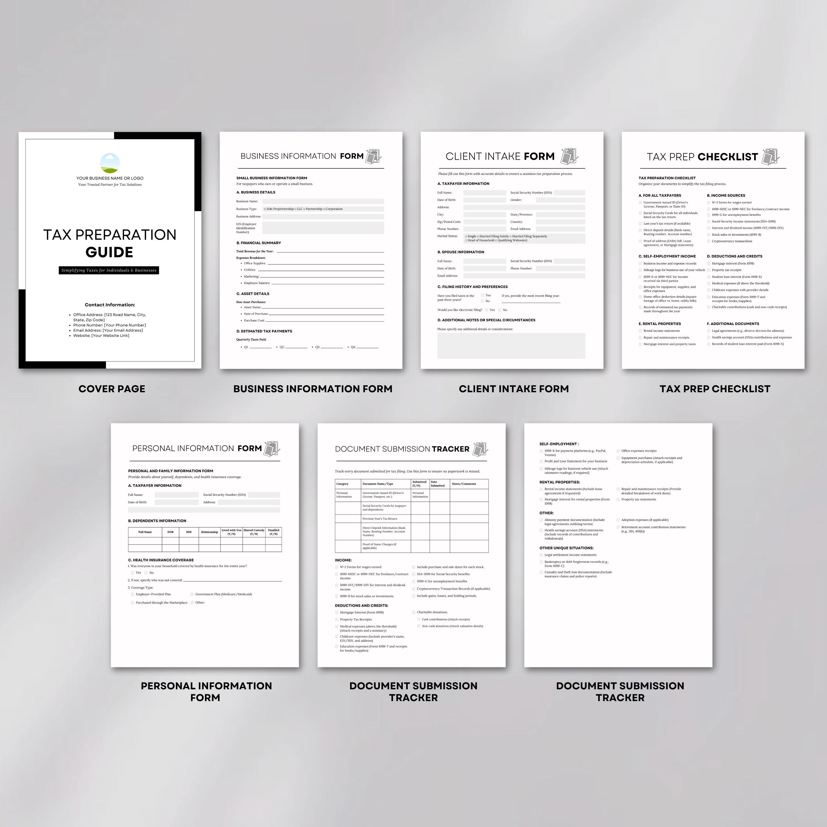 Tax Intake Forms, Tax Client Intake Forms, Tax Preparer Service ...