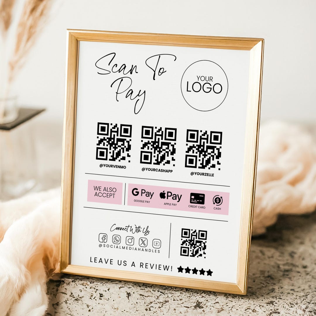 Editable Scan to Pay Sign Template, Payment Sign QR Code Sign,printable ...