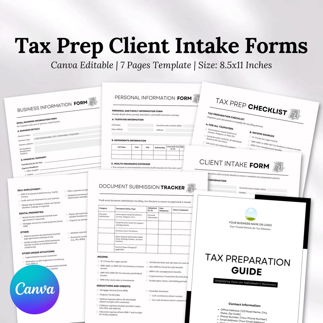 Tax Intake Forms, Tax Client Intake Forms, Tax Preparer Service ...