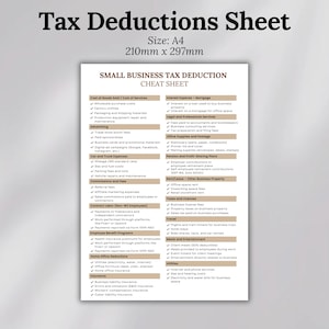 Tax Deductions Sheet, Business Tax Deductions,tax Deduction Tracker ...