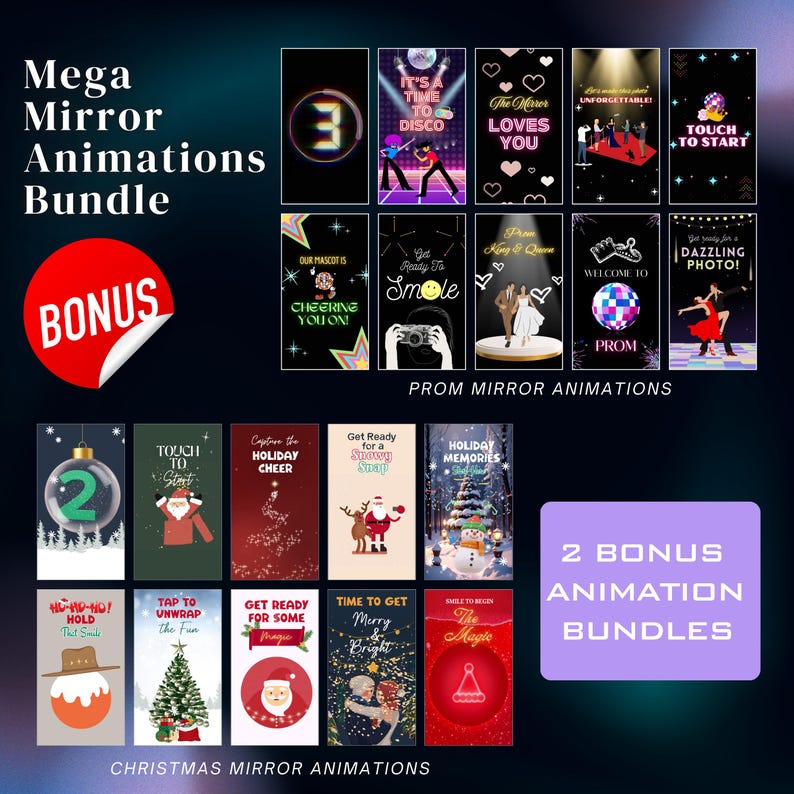 Mirror Booth Animations Mega Bundle, Photo Booth Animations, Neon ...