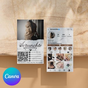 Scrunchie Instagram Business Card: QR Code Template (digital Download ...