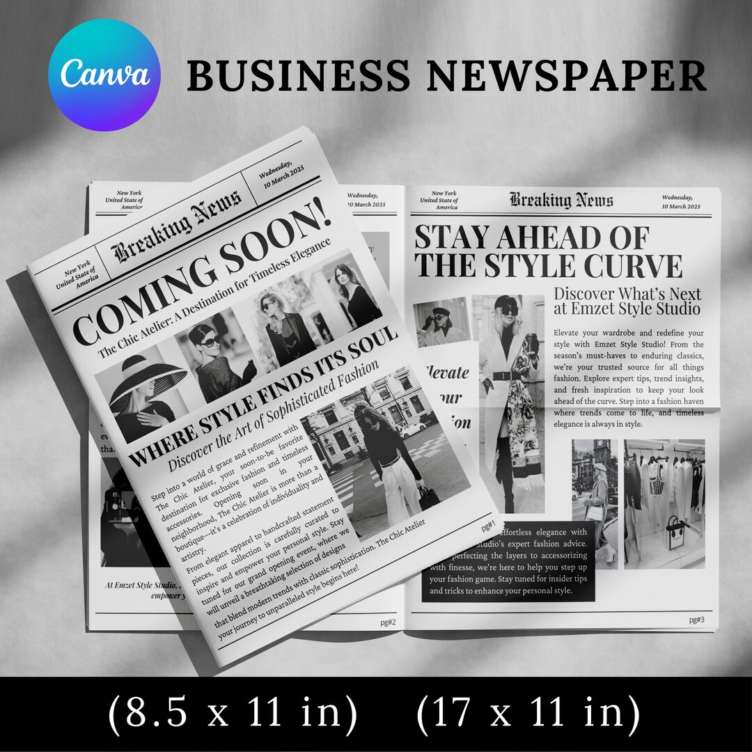 Canva Business Newspaper Template, Large Newspaper Announcement, New ...
