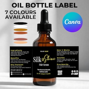 Editable Product Label, Custom Oil Bottle Label, Essential Oil Bottle ...